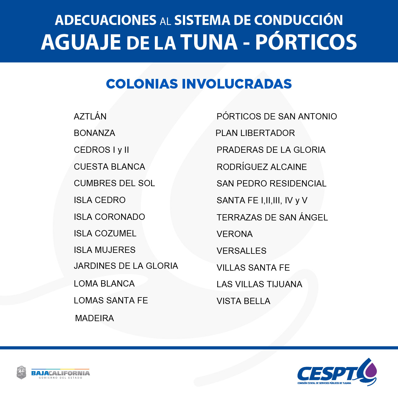 ATENCIÓN! Anuncia Cespt suspensión de agua en Tijuana